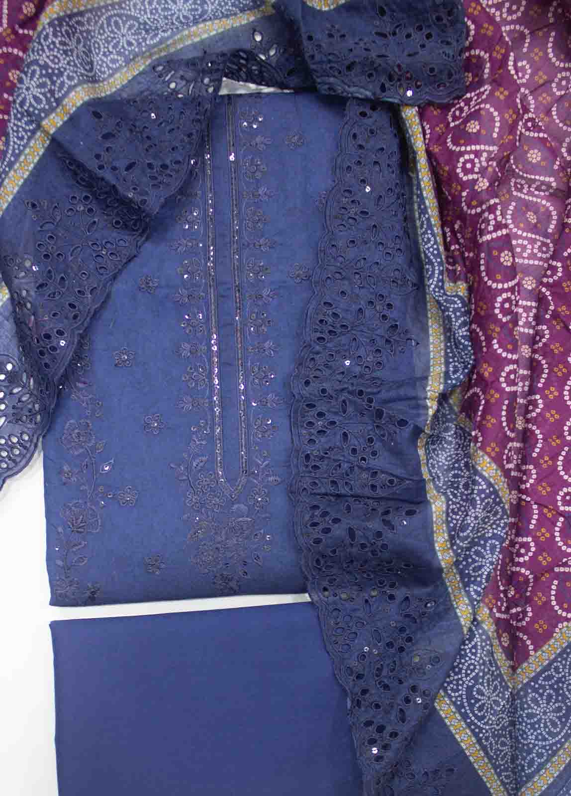 EMBC-006- 3 Piece Lawn Embroidered UnStitched Suit – Bin Saeed Fabrics